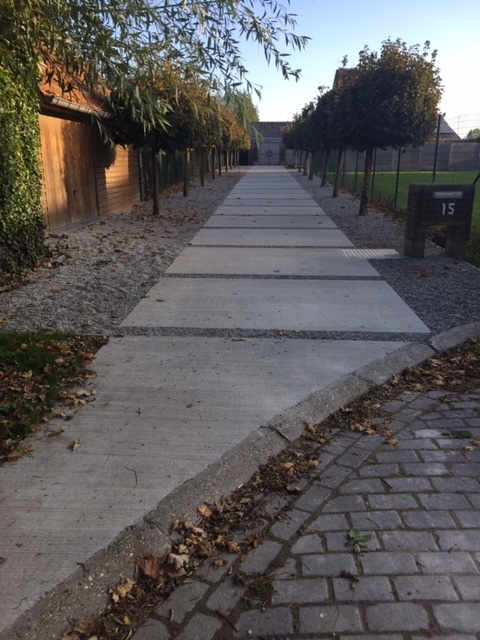 Oprit in geborsteld beton - Van Huele nv
